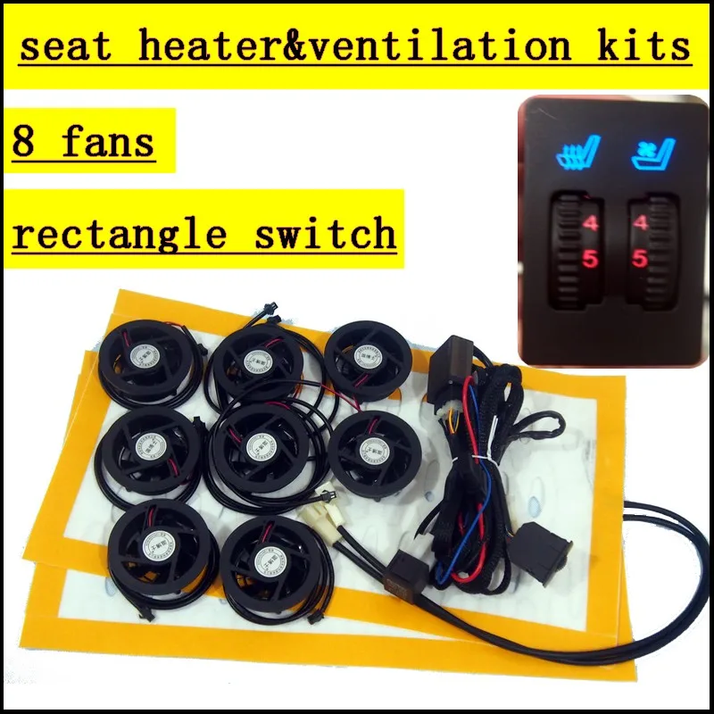 8 fans/seat, car seat heater&ventilating kits with rectangle switch ...