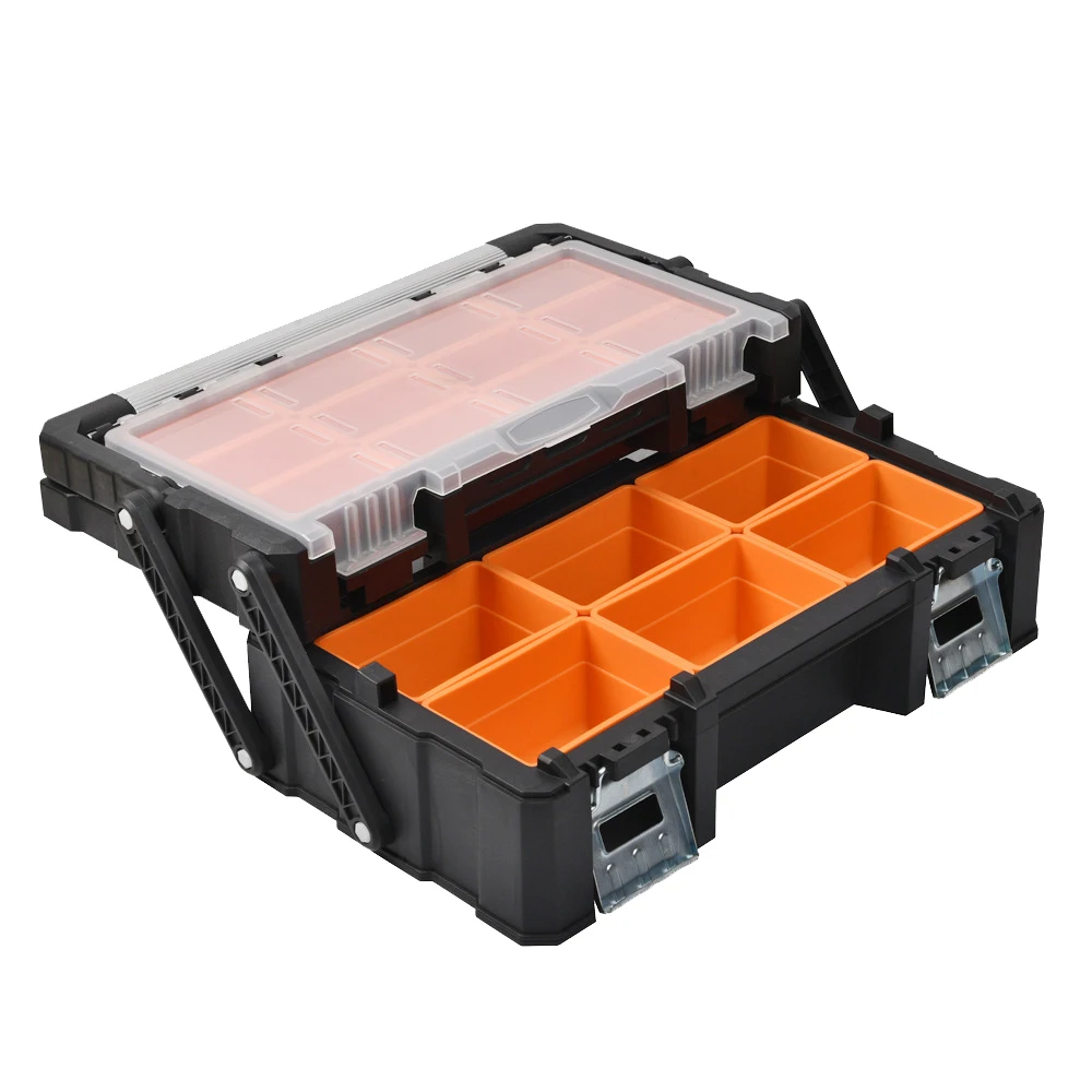 Portable Tool Box 2-layer Large Toolbox Organizer Detachable Parts ...