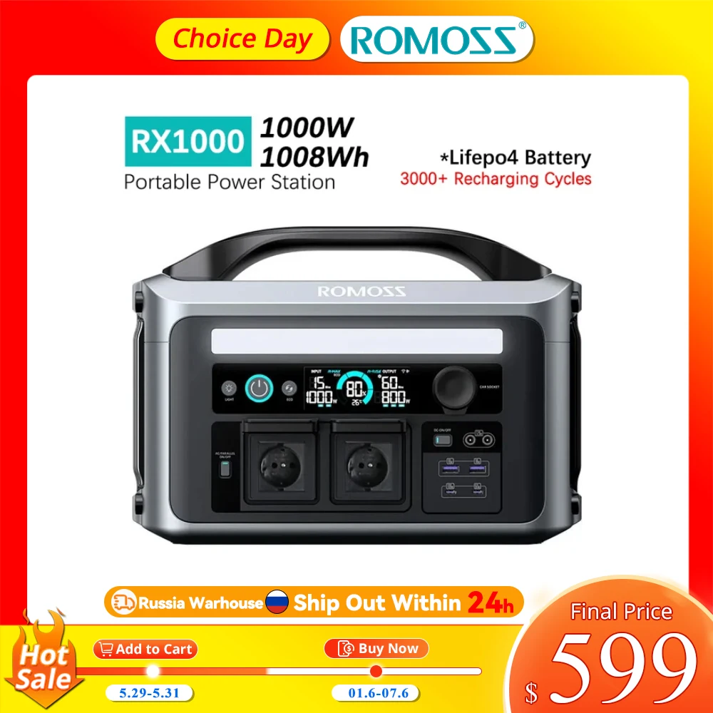ROMOSS-RX1000-X1000-Portable-Power-Station-1000W-220V-Power-Bank ...