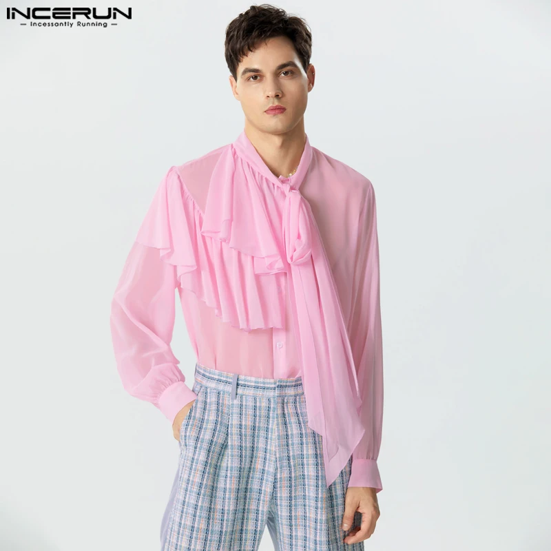 INCERUN-Tops-2023-American-Style-Men-s-Lace-Layered-Design-Shirts ...