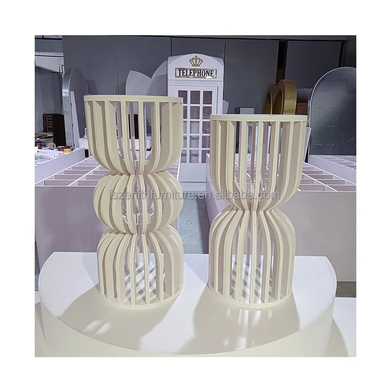 Wedding Decoration White Pvc Round Cake Display Plinth Set Ripple ...