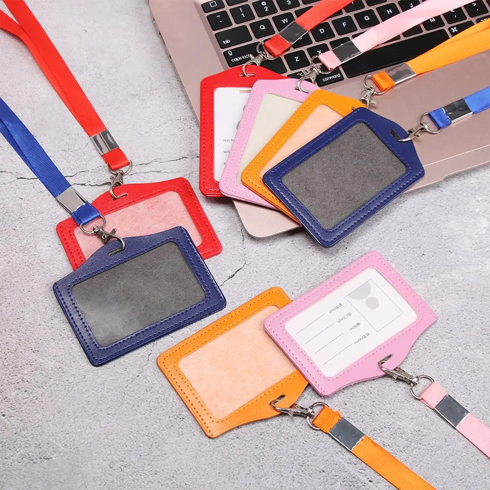 Card-Holder-Lanyard-Leather-card-sleeve-PU-Bank-Card-Name-Credit-Card ...