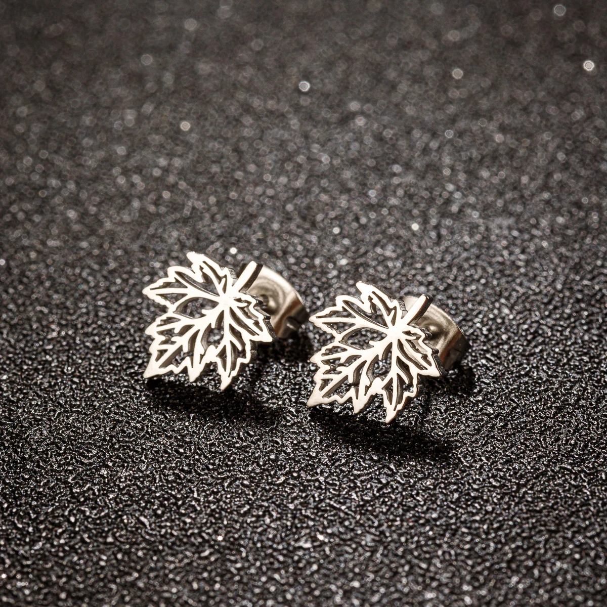 1-Pair-Stainless-Steel-Earrings-Exquisite-Maple-Leaf-Amulet-Fashion-Stud-Earrings-Classic-Simple ...