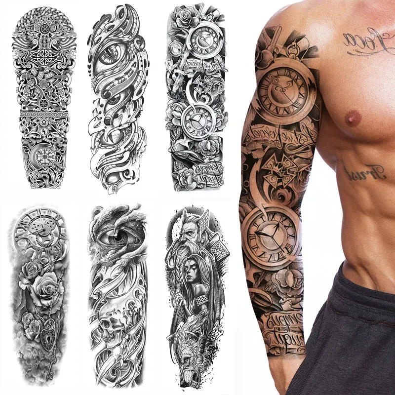 Waterproof Temporary Tattoo Sticker Large Size Tattoo for Men Sleeve ...