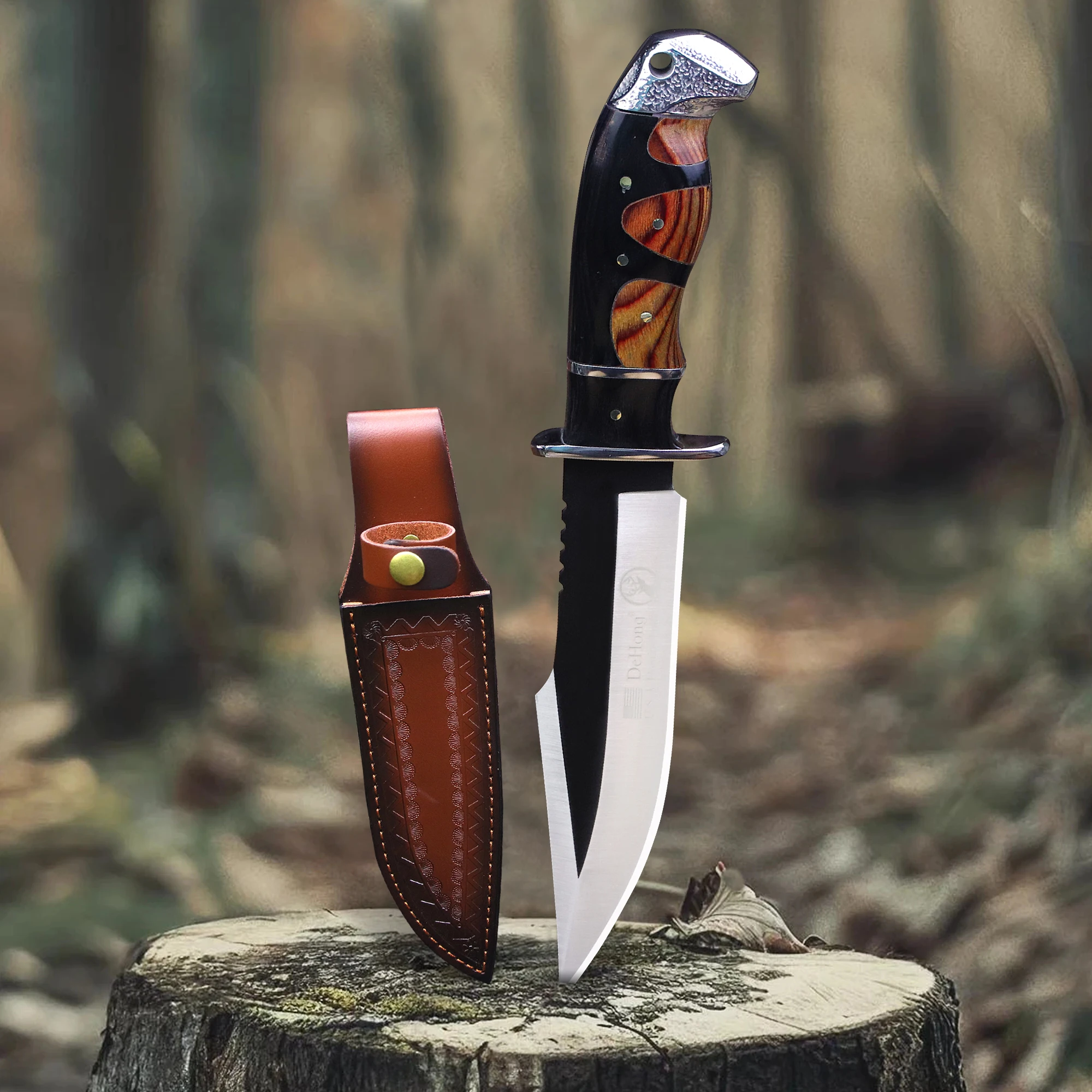 USA-440C-High-end-Hunting-Straight-Knife-Sheath-Jungle-Rescue-Survival ...