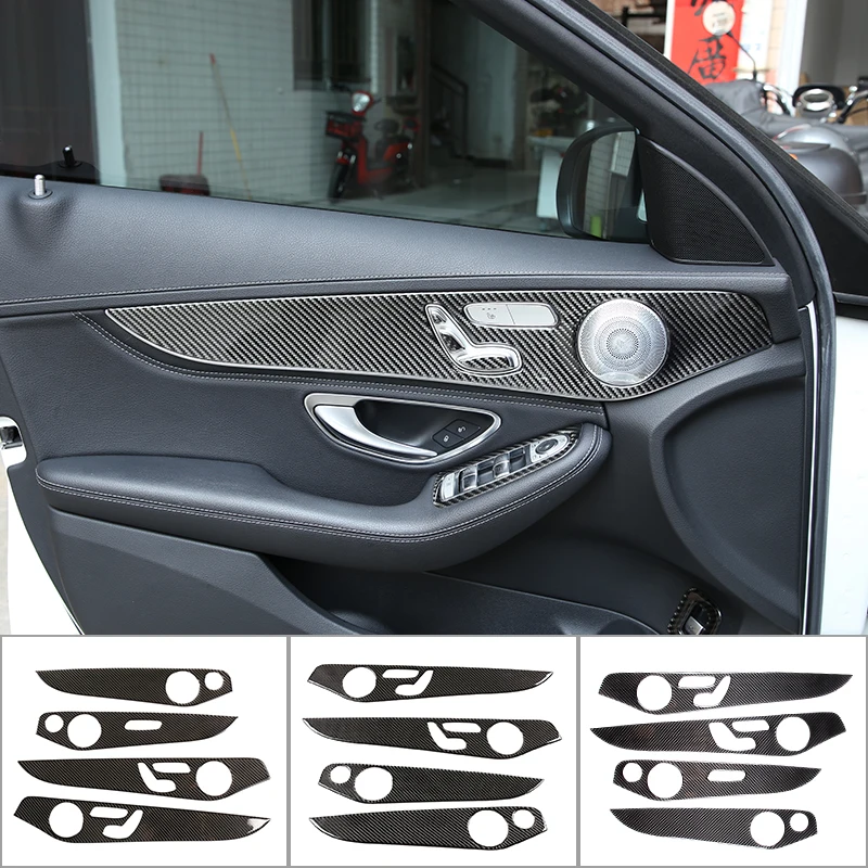 4Pcs-Soft-Carbon-Fiber-Interior-Door-Decoration-Panel-Cover-Trims-For ...