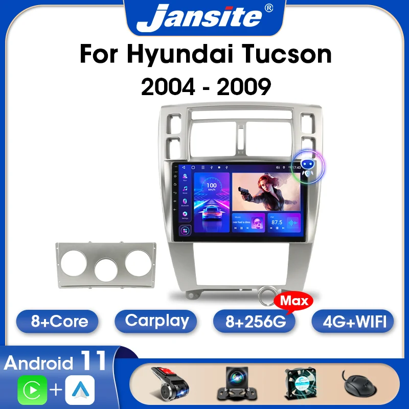Jansite 2 Din Android 11 Car Radio For Hyundai Tucson 2004-2009 Multimedia Video Player Stereo ...