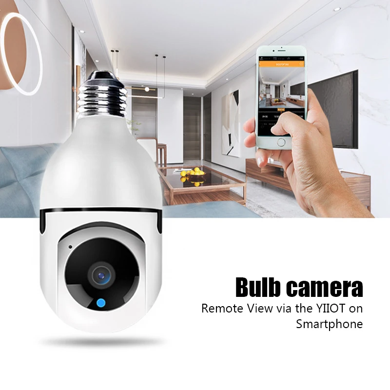 Wifi Surveillance Cameras Bulb Camera Full Color Night Vision Panoramic ...