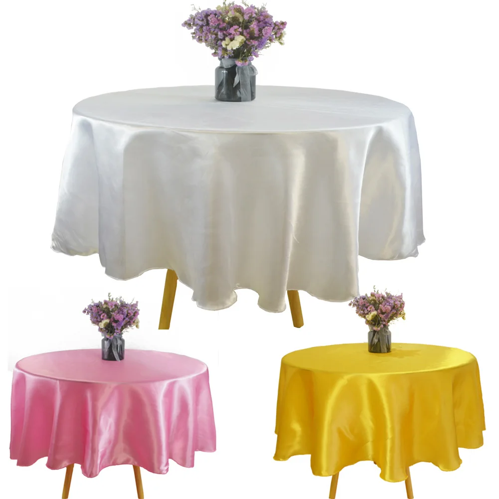 Satin-Tablecloth-Round-57-90-120-Solid-Color-Table-Cover-For-Wedding ...