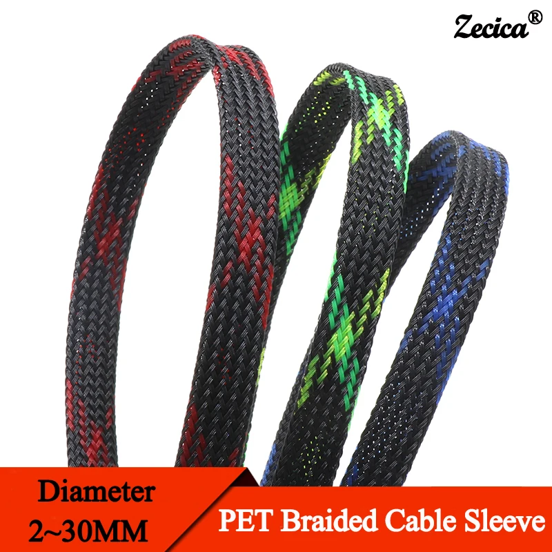 1~50M PET Braided Cable Sleeve 2mm-30mm Expandable High Density ...
