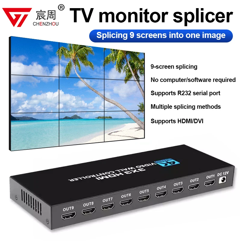 3x3-9-screen-4K-HDMI-DVI-TV-Video-wall-Controller-splicer-1X2-1X4-1X3 ...