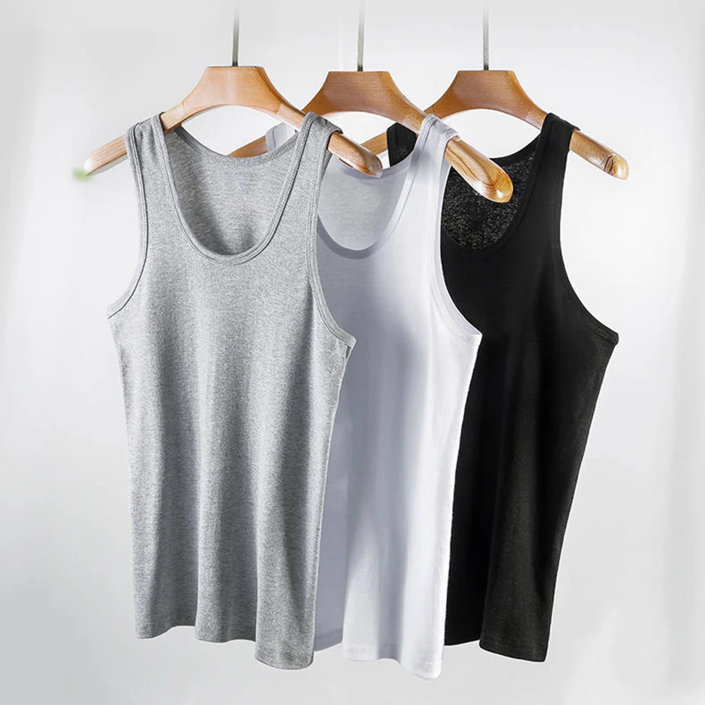Summer-New-Tops-Men-Clothing-Tank-Tops-Black-White-Gray-Singlets ...