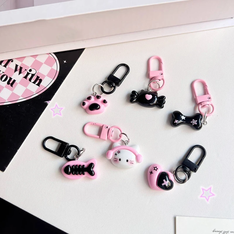 Y2K-Aesthetic-Keyring-Sweet-Cute-Heart-Keychain-Cartoon-Cat-Fish-Key ...