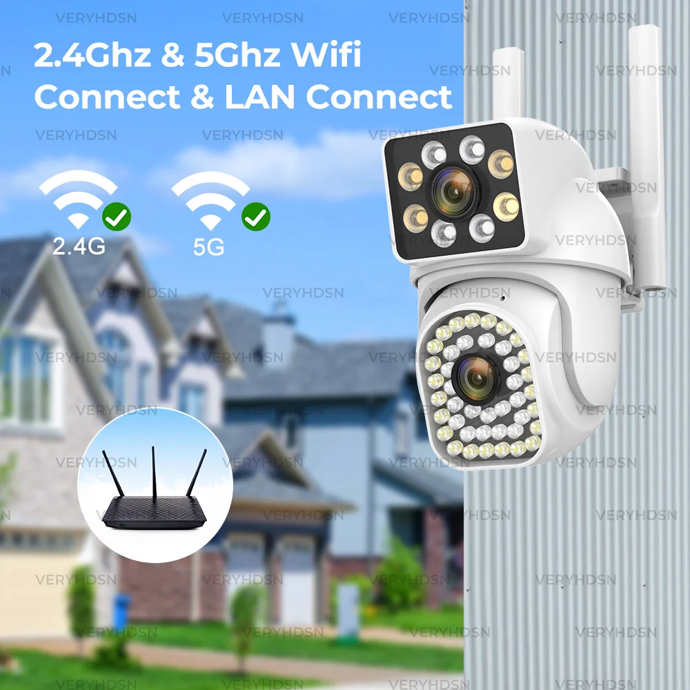 Caméra de surveillance extérieure PTZ IP WiFi 4K 8MP-HD,dispositif de ...