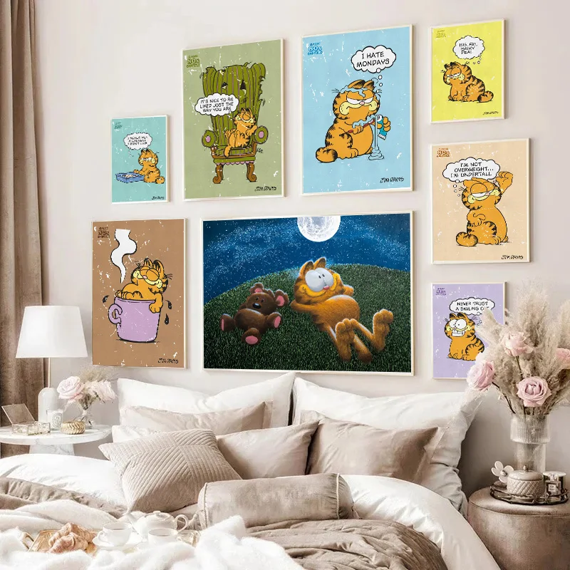 Classic-Cartoon-Posters-Cute-Garfields-Elements-Canvas-Painting-for ...