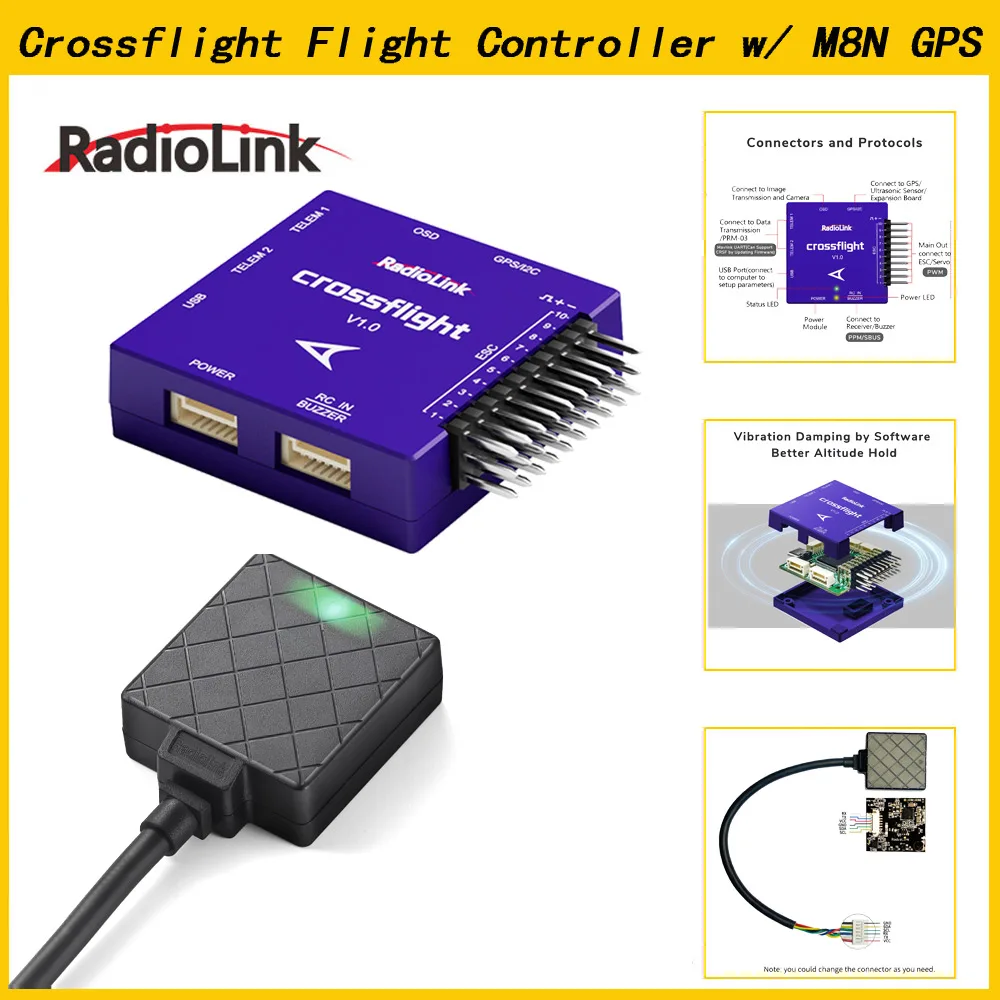 Radiolink-Crossflight-Controller-com-Mini-M8N-GPS-10-Canais-PWM-para-RC ...