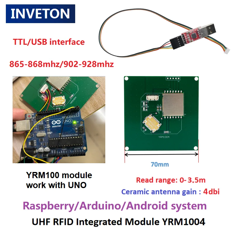 YRM100 Chip Long Range RFID UHF Module Writer UN-O Raspberry Pi Micro ...