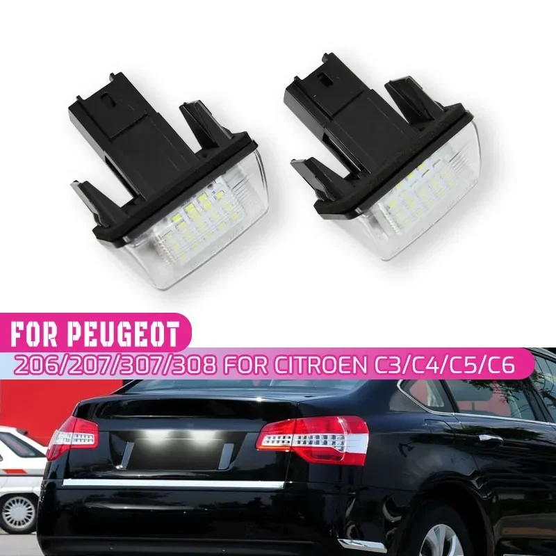 1/2Pcs Car LED License Number Plate Light For Citroen C3 C4 C5 Berlingo ...