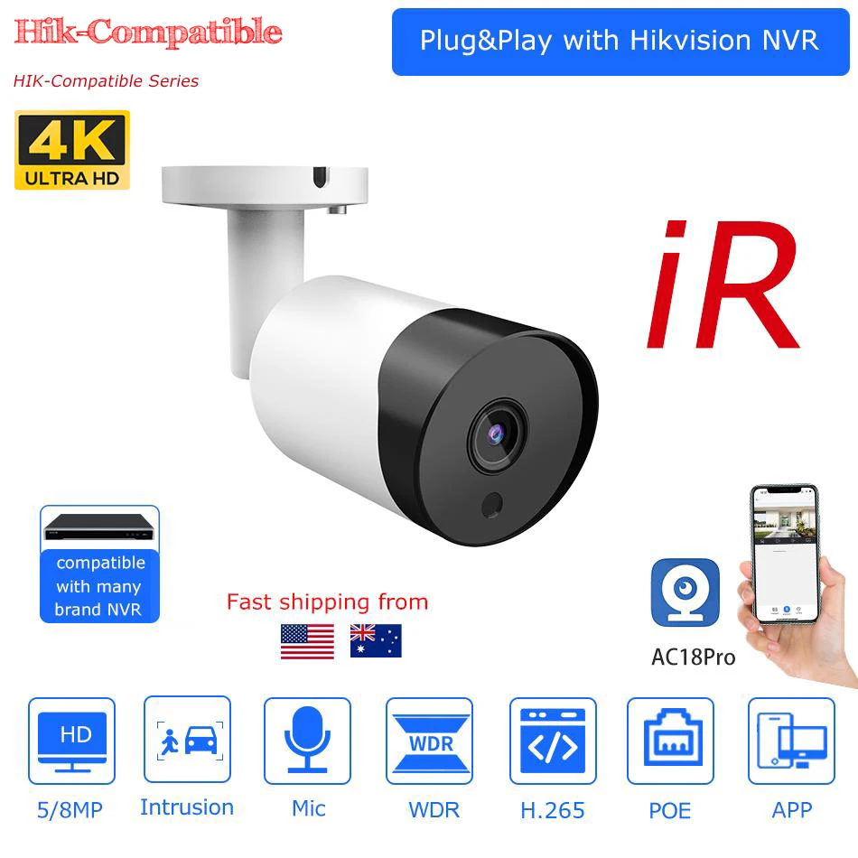 Hikvision-Compatible-5mp-8mp-mini-Bullet-IP-Camera-Built-in-Mic-Human ...