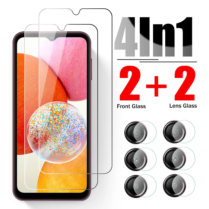 4In1 Protective Glass For Samsung Galaxy A04 s A14 A24 4G A34 A54 M14 M54 5G Camera Glass Screen ...