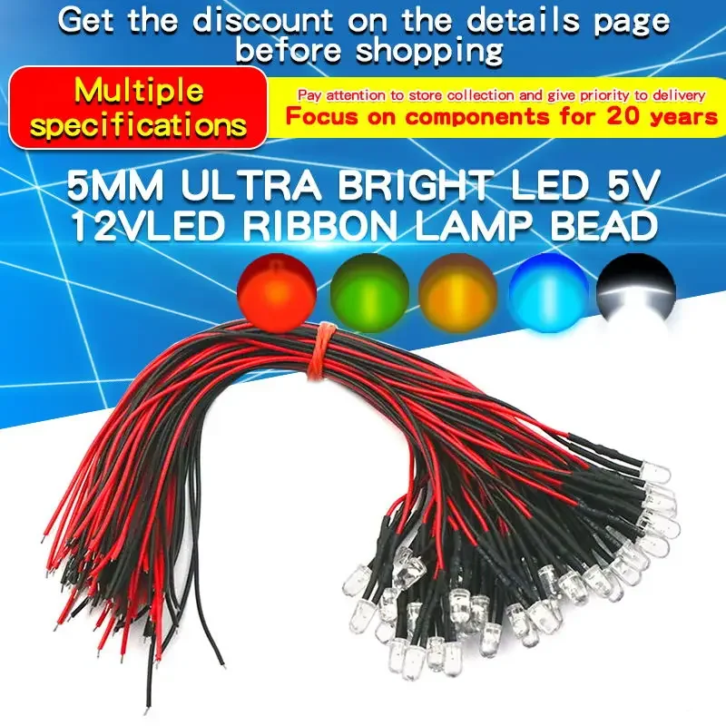 1PCS-5MM-Light-Emitting-Diode-LED-with-Wire-Lamp-Beads-Model-Decorative ...