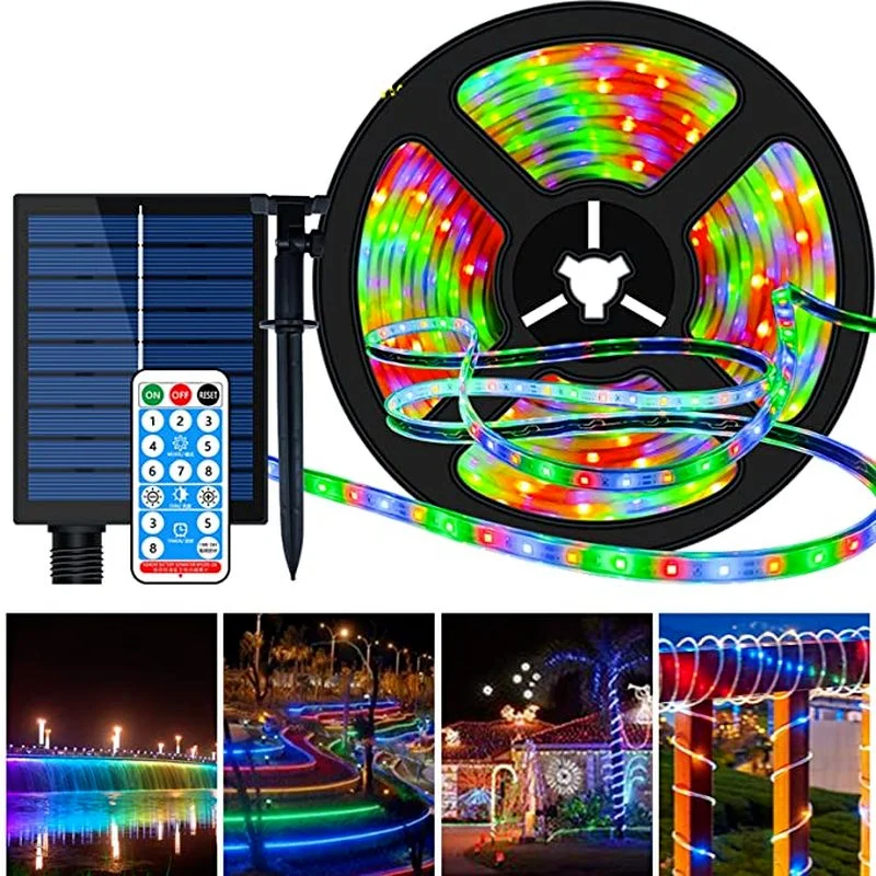Solar-Panel-Powered-LED-Strip-Lights-Outdoor-Waterproof-Colorful ...