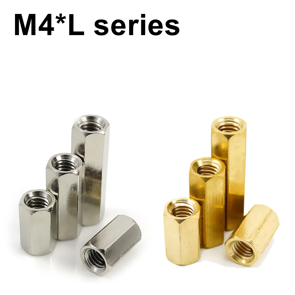 M4 Brass Standoff Thread Spacer Hex And Round Female Female Nickel ...