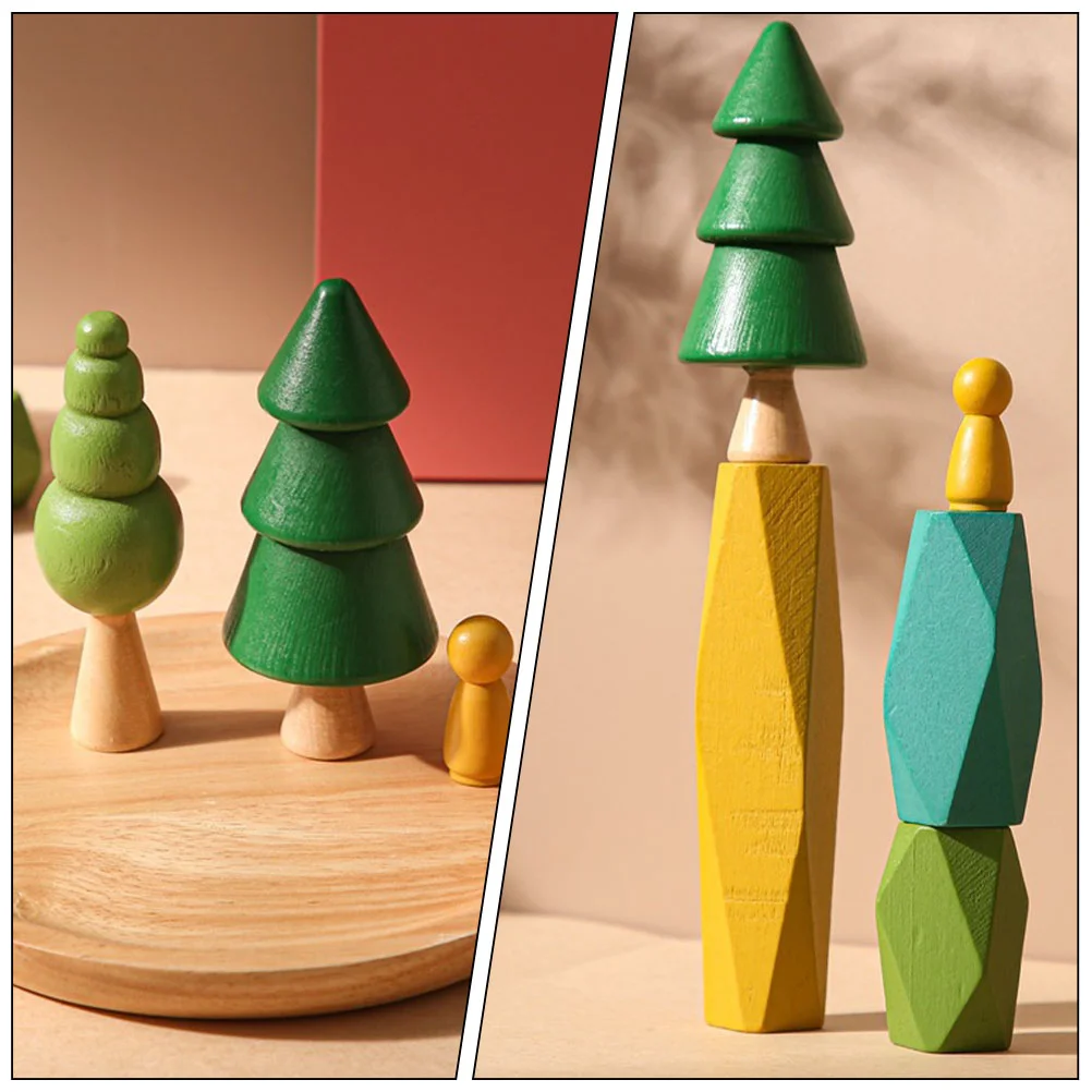 Wooden Craft Forest Tree Toys Mini Kits Cake Decorations Stacking Early ...