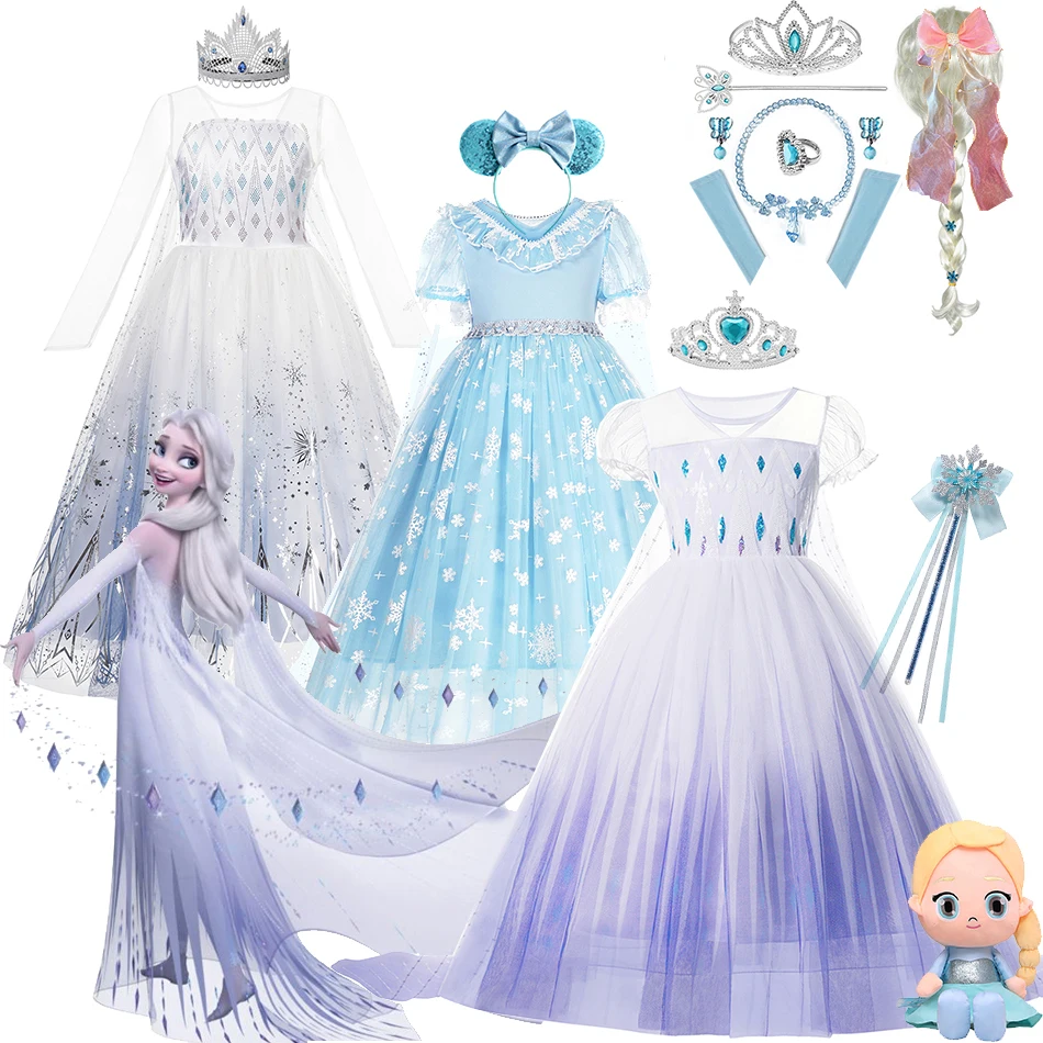 Disney-Frozen-2-Costume-for-Girls-White-Sequined-Mesh-Ball-Gown ...