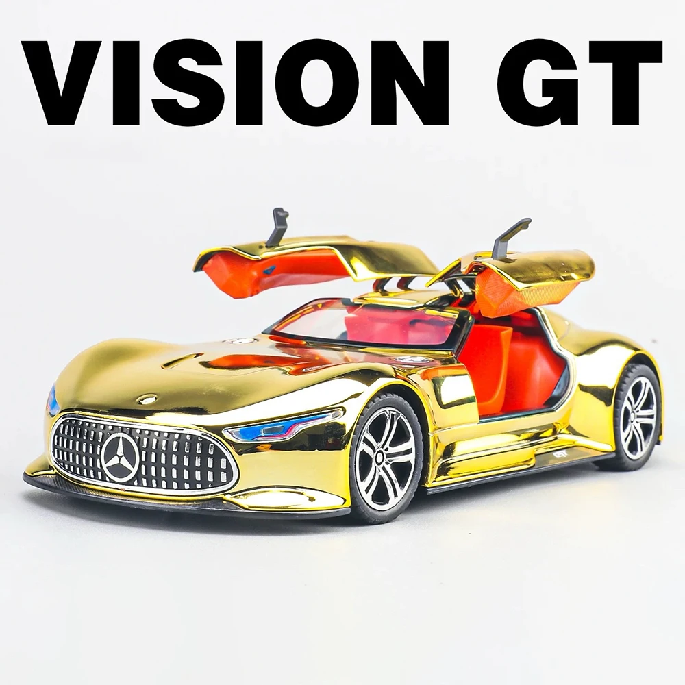 1:24 Vision GT 300SL Electroplating Version Car Toy Model Sound Light ...