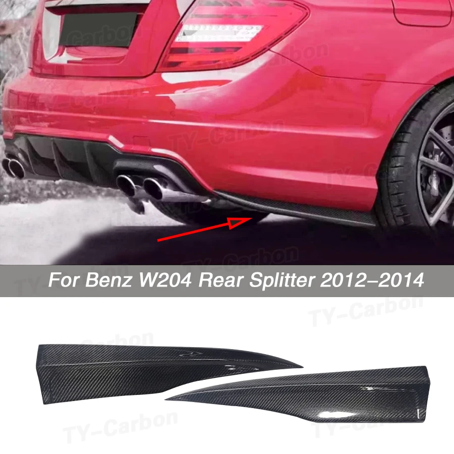For-W204-Real-Carbon-Fiber-Rear-Bumper-Lip-Splitters-Aprons-For-Benz ...
