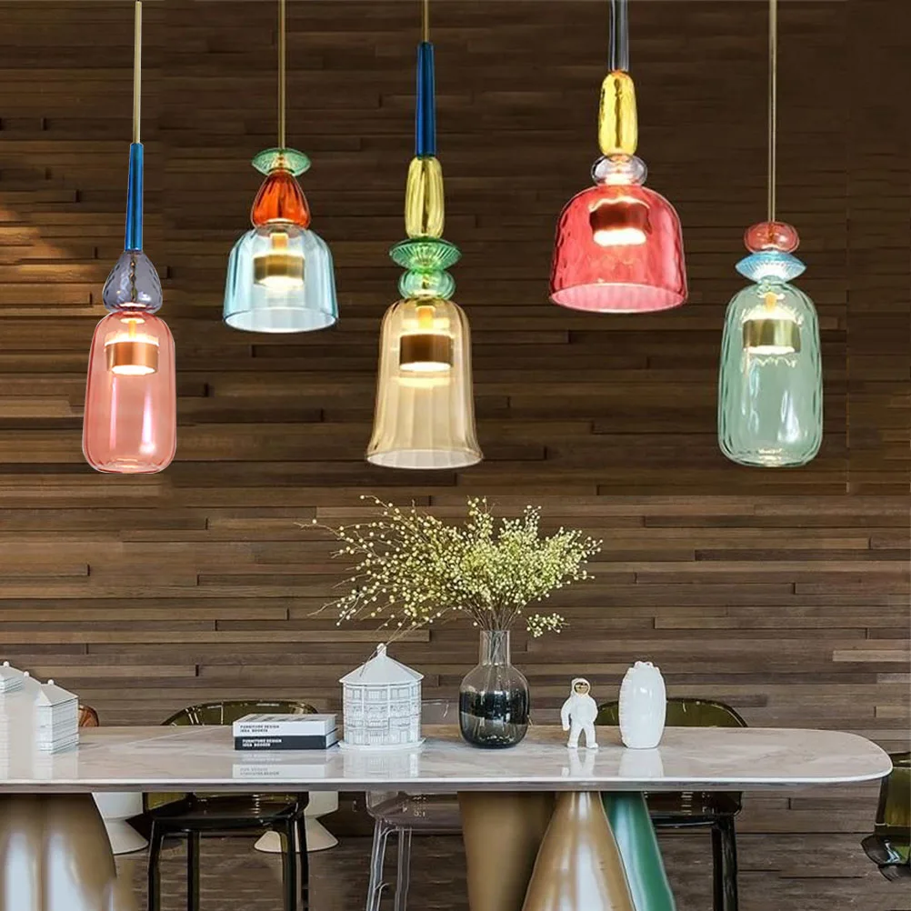 Nordic-LED-Colorful-Pendant-Lights-Macaron-Glass-Lampshade-Hanging ...