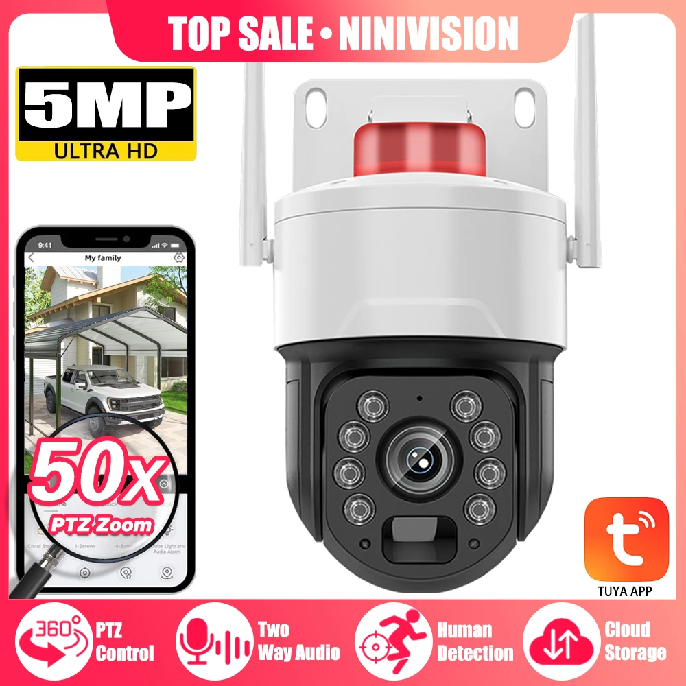 5MP 50X Optical Zoom Tuya Smart Life Home Human Detection WiFi PTZ ...