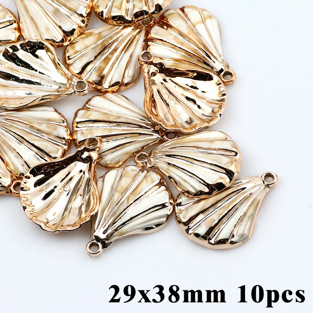5-20pcsAcrylic Gold Plated Color Conch Sea Shell Charms Pendants Beads ...