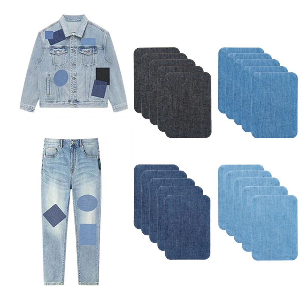 20PCS-Cotton-Denim-Patches-Jean-Repair-Patches-Clothing-Iron-On-Elbow ...