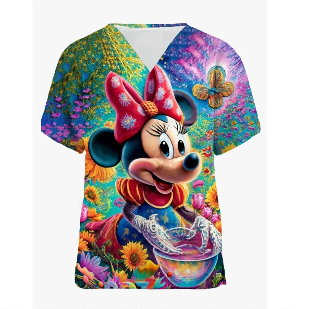 Disney-Mickey-Mouse-Print-Nurse-Medical-Uniforms-V-neck-Short-Sleeve ...