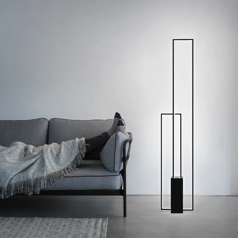 Modern Black Rectangle Led Floor Lamp Living Room Decor Led Standing ...