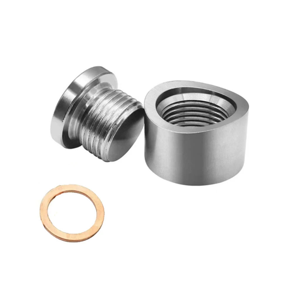 Oxygen Sensor Stainless Steels Bung Plug Nut Stepped Mounting Cap Kit ...
