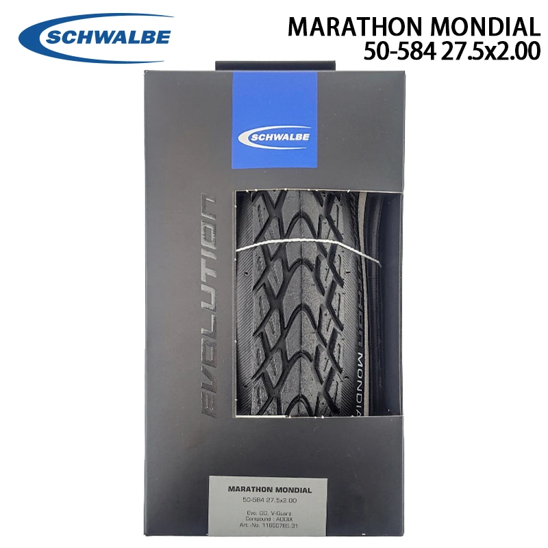 SCHWALBE MARATHON MONDIAL Touring Bicycle Tire 50 584 27.5x2.00 Black ...
