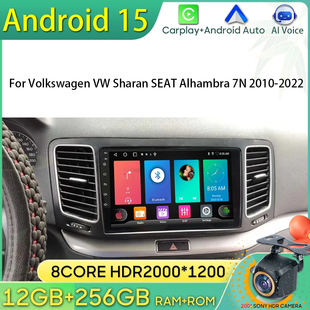 Android 15 Car Radio For Volkswagen VW Sharan SEAT Alhambra 7N 2010 ...