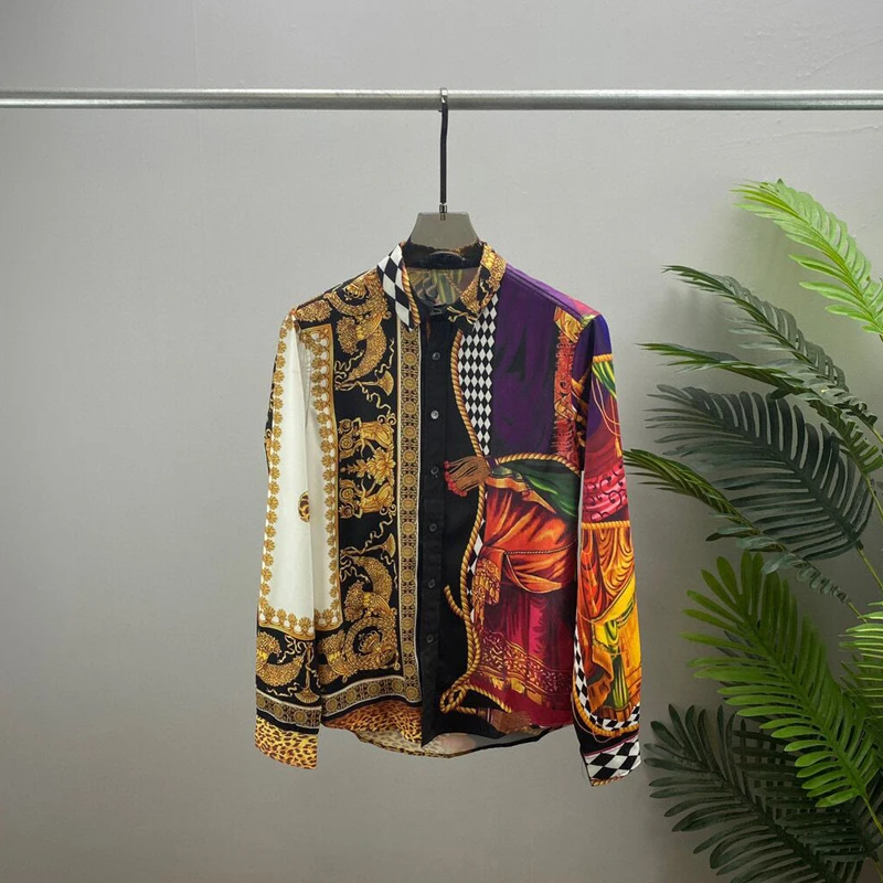 Chemise-d-contract-e-manches-longues-pour-hommes-impression-de-palais ...