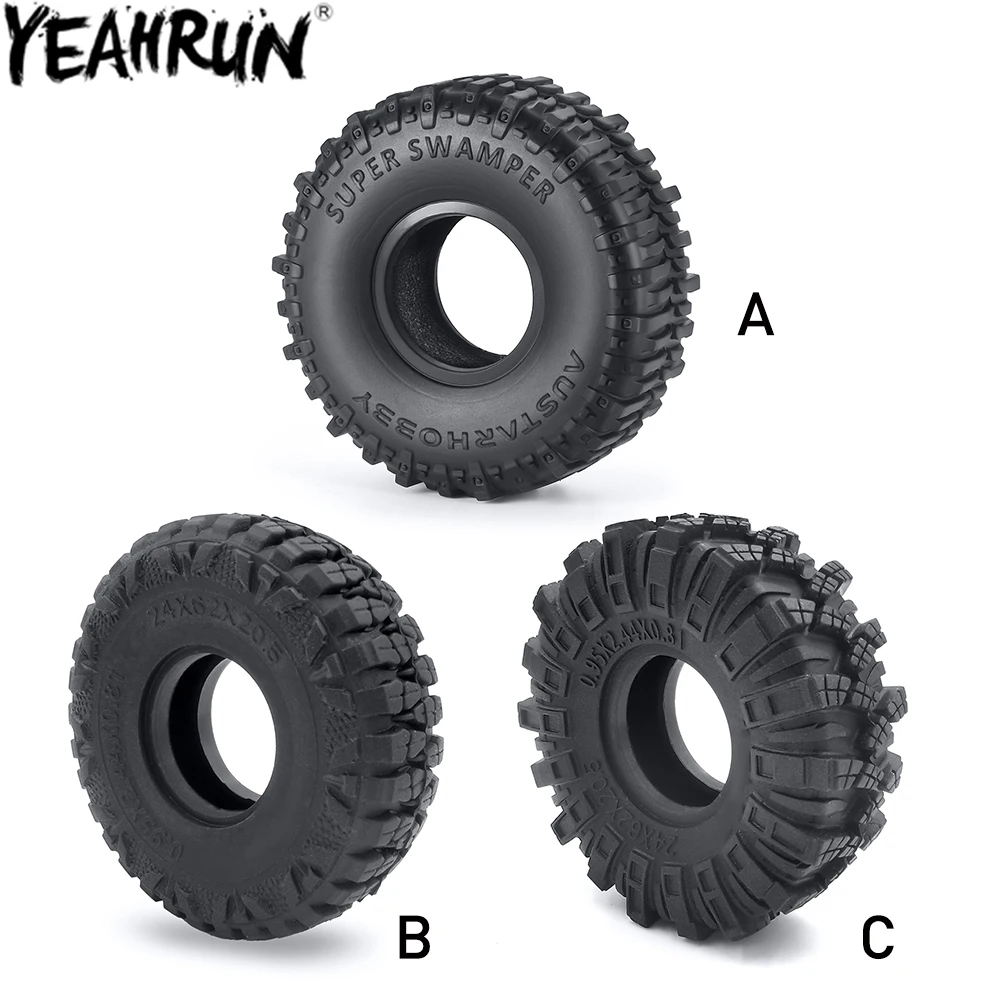 YEAHRUN 4PCS 1.0" Wheel Tires Soft Mud Terrain Rubber Tyres for 1/24 ...