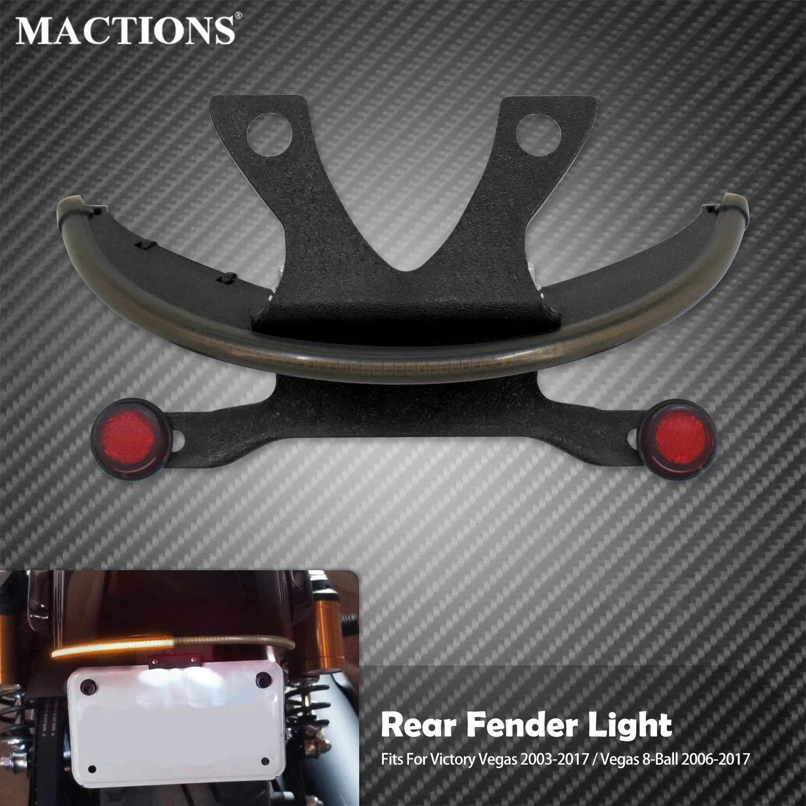 Motorcycle LED Rear Fender Light Turn Signal Bar License Bracket Amber ...