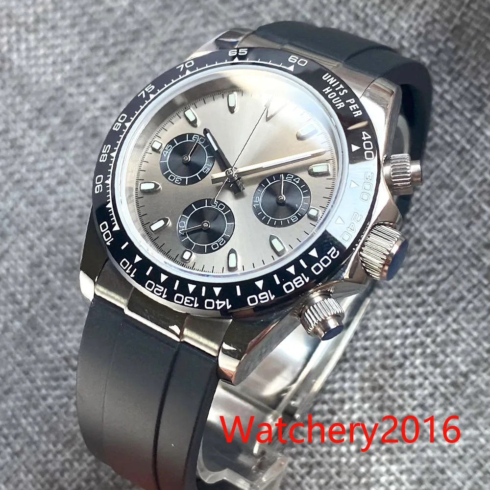 Bliger 39mm Grey Sterile dial Vk63 Movement Model Multi Function Full ...