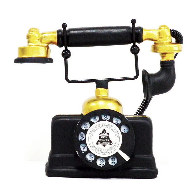 Black-Gold-Antique-Resin-Decorative-Telefon-Retro-Phone-European ...