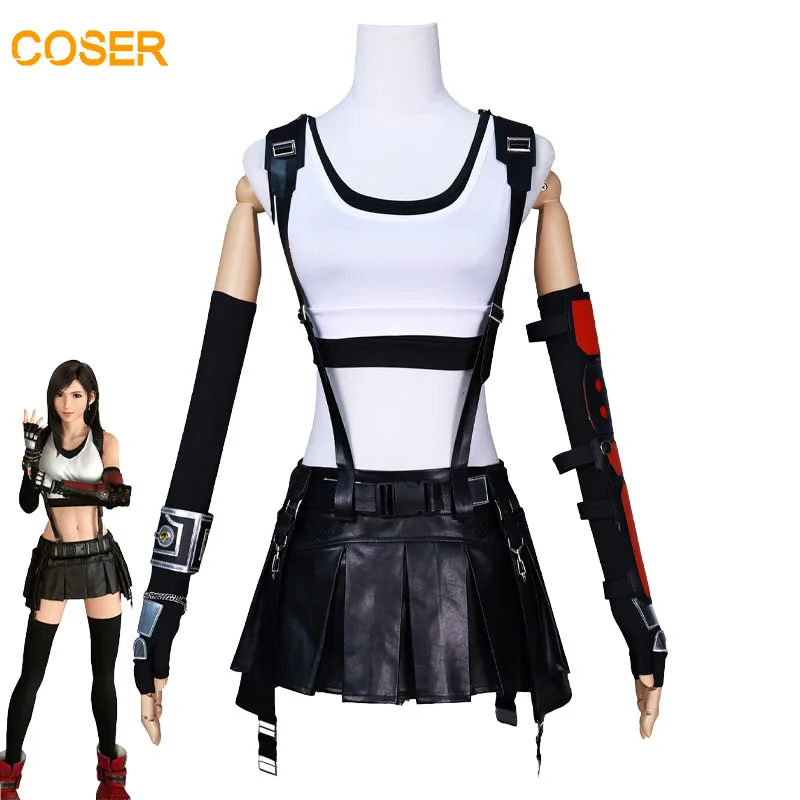 Anime FF VII Tifa Cosplay Costume Wigs Suit Coser Halloween Party Role ...