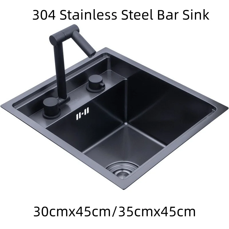304 Stainless Steel Bar Sink Small Kitchen Sink Hidden Cup Washer ...