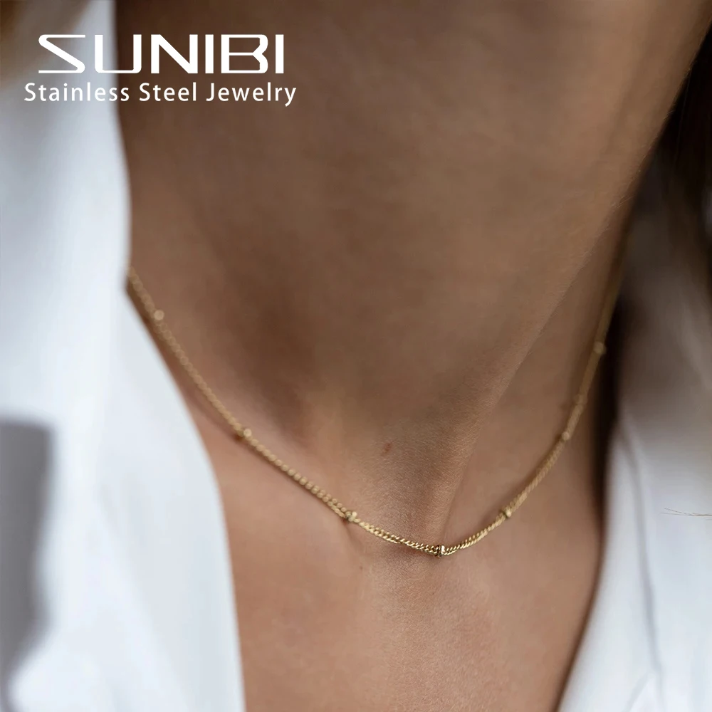 SUNIBI-Gold-Color-Stainless-Steel-Chain-Choker-Necklace-Women-Chain ...
