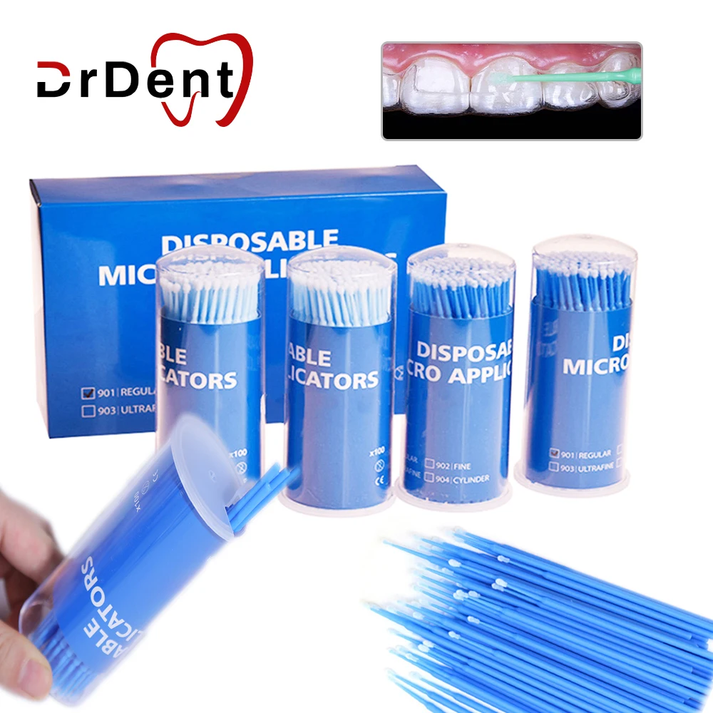 DRDENT-100Pcs-Dental-Micro-Brush-Bottle-Dental-Disposable-Micro-Brushes ...