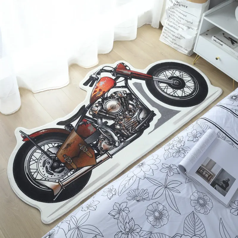Cool Motorcycle Shape Carpets Bedroom Fluffy Bedside Rugs Home Decor ...